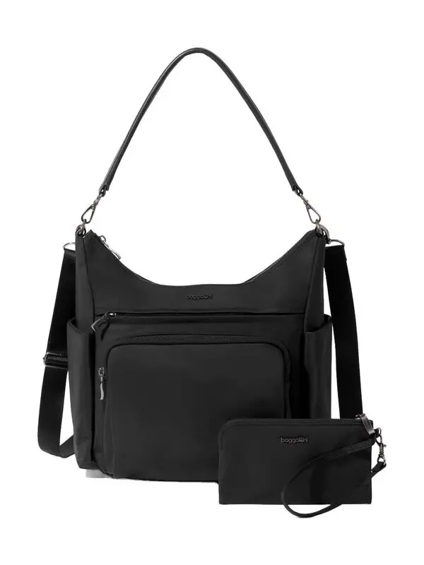 BAGGALLINI Nolita Convertible Hobo - Black Twill