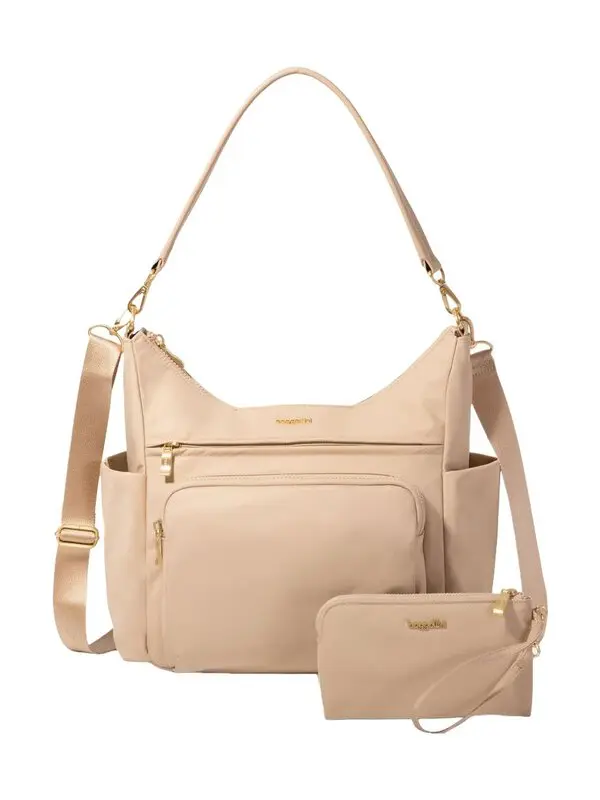 BAGGALLINI Nolita Convertible Hobo - Desert Sand Twill