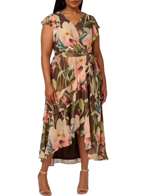 Adrianna Papell Floral High-low Cocktail Dress - Brown Multi