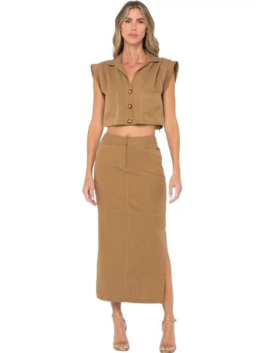 JBQ High-rise Maxi Skirt - Caramel