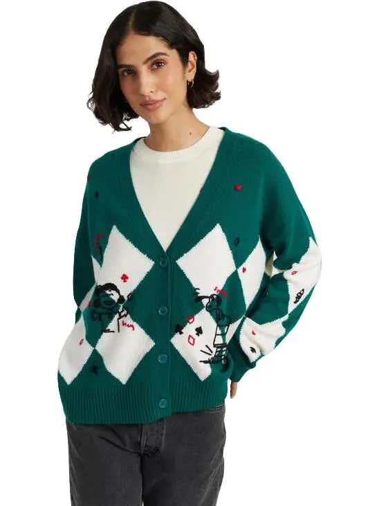 Chinti & Parker Wool Cashmere Peanuts Poker Cardigan - Emerald