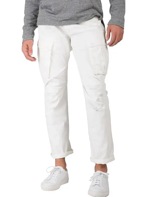 LEVEL 7 Distressed Slim Straight Cargo Jeans - Snowman