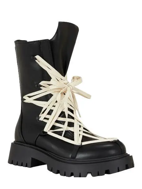 AZALEA WANG Arjun Lug Sole Boots - Black
