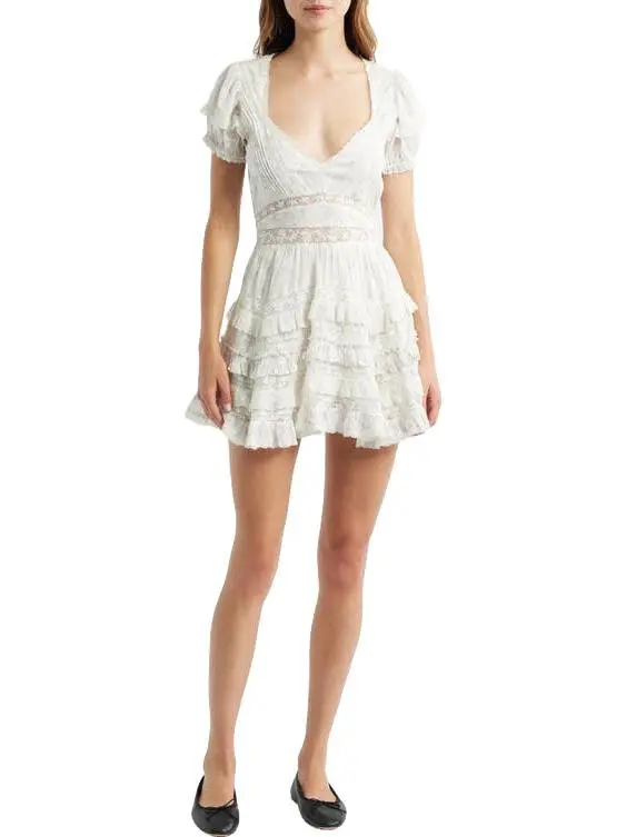 LoveShackFancy Nivara Lace Inset Mini Sundress - Chantilly