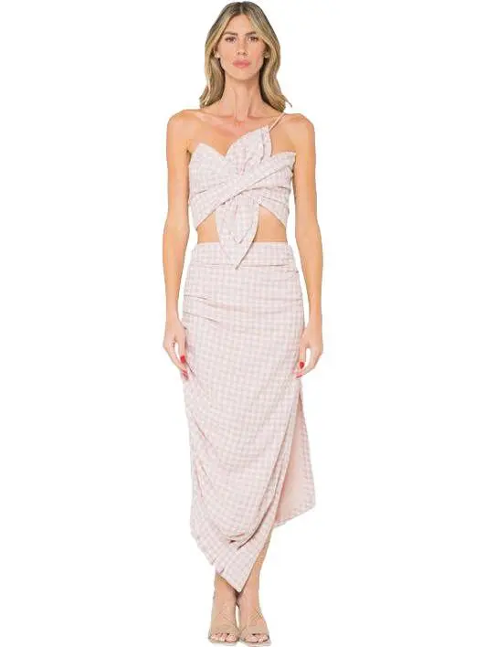 JBQ Novie Midi Skirt - Pink Check