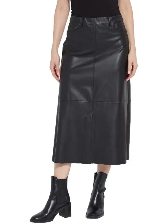 Lyssé Warren A-line Faux Leather Midi Skirt - Black