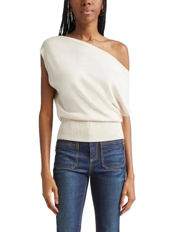 Ramy Brook Chet One-shoulder Wool Sweater - Bone