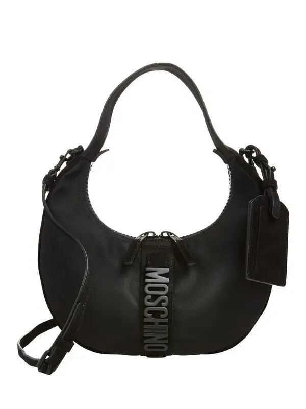 Moschino Carry Me Mixed Media Crossbody Bag - Black/black Galvanic