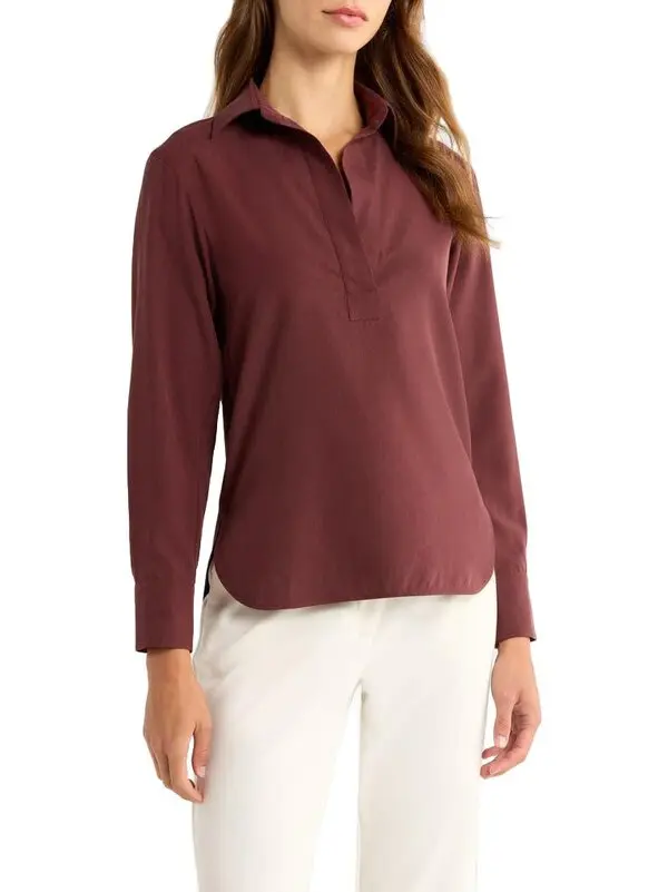 Max Mara Mirko Silk Crepe Popover Top - Cherry