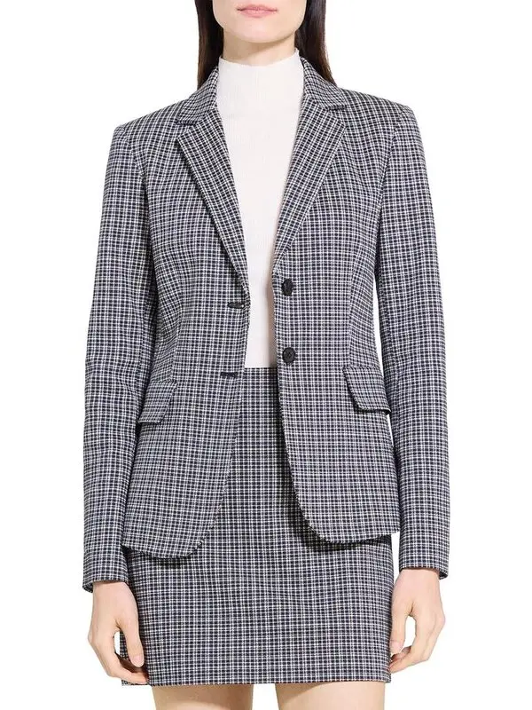 Theory Carissa Plaid Blazer - Almond Multi