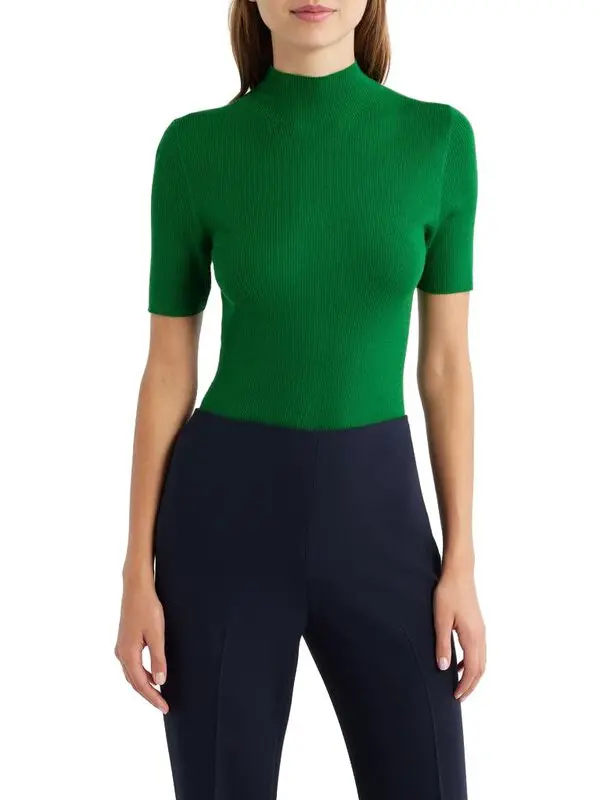 Theory Leenda Merino Wool Mock Neck Sweater - Bright Leaf - Xqn