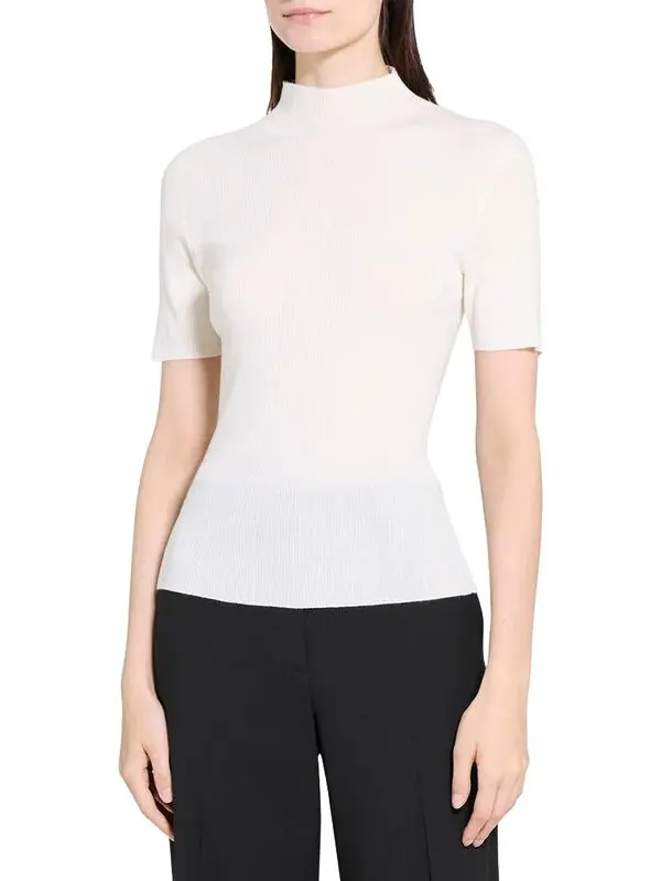 Theory Leenda Merino Wool Mock Neck Sweater - New Ivory