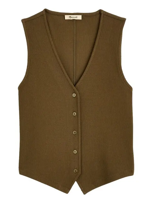 Madewell Ribbed V-neck Vest - Faded Ivy