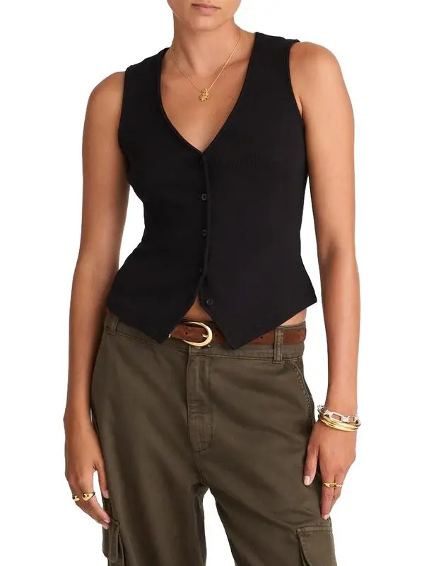 Madewell Ribbed V-neck Vest - Jet Black