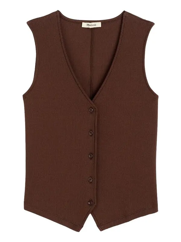 Madewell Ribbed V-neck Vest - Roasted Chicory