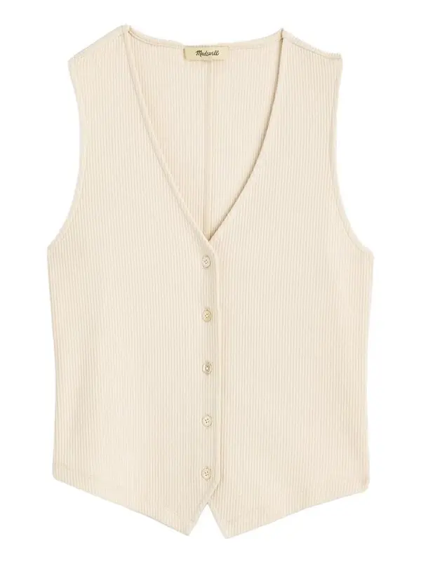 Madewell Ribbed V-neck Vest - Vintage Ivory