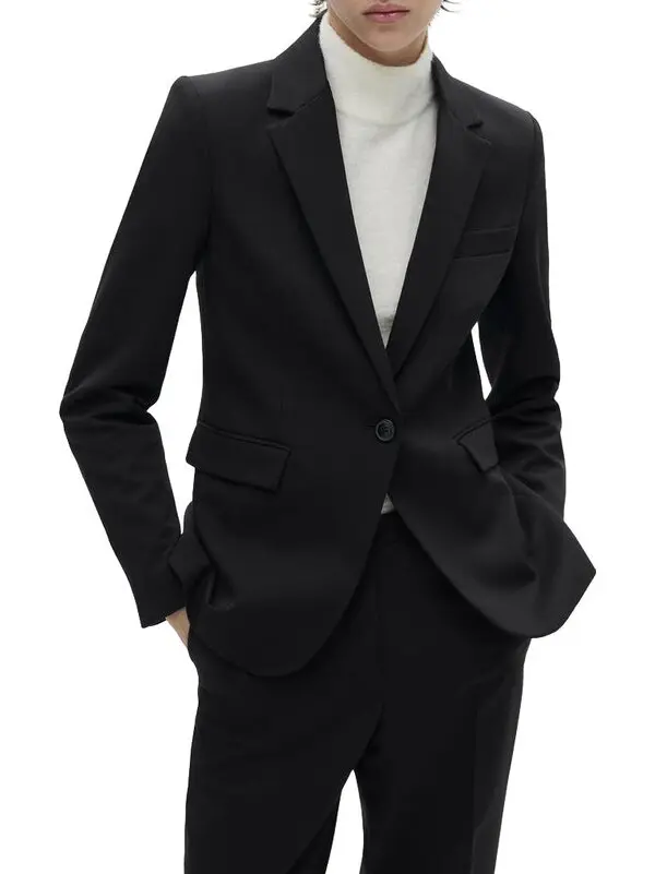Mango Fitted Suit Jacket - Black