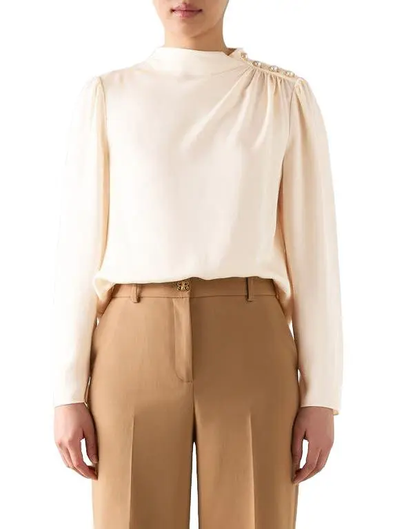 LK BENNETT Samantha Button Shoulder Top - Ivory