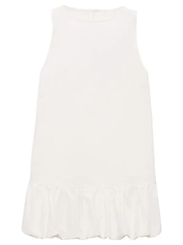Mango Puff Hem Sleeveless Denim Dress - White
