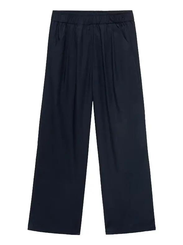 Mango Straight Leg Crop Pants - Navy