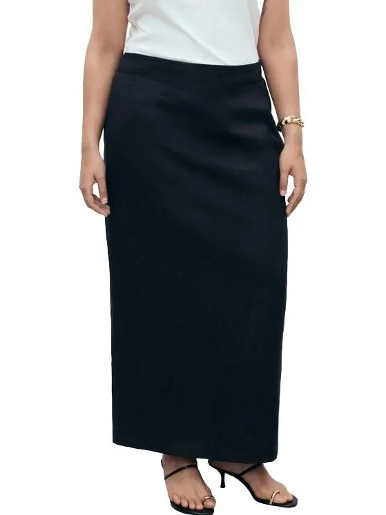 Mango Linen Pencil Skirt - Black