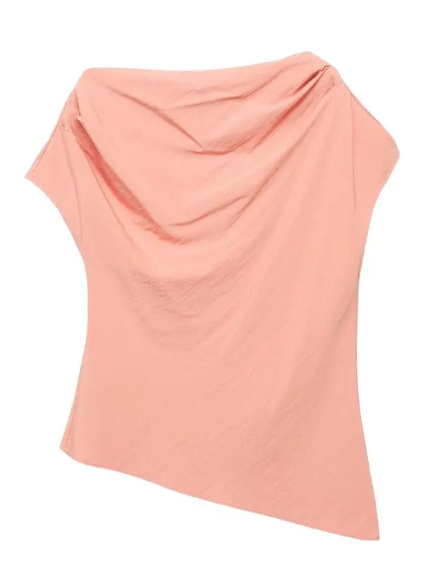 Mango Draped Asymmetric Top - Pink