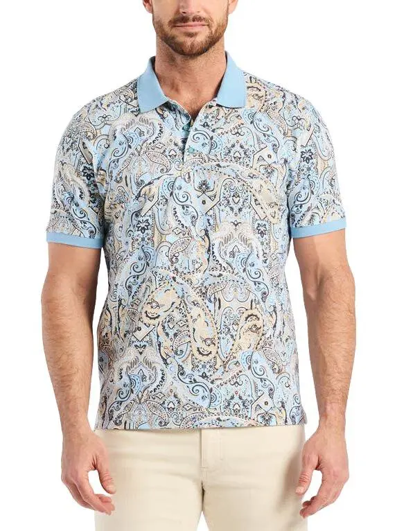 Robert Graham Manucci Paisley Cotton Polo - Light Blue