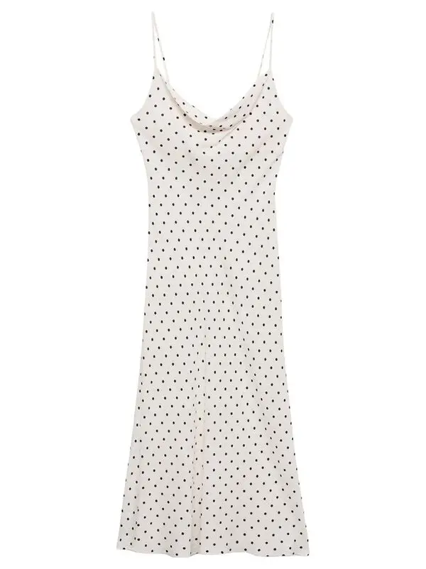Mango Printed Cowl Neck Slip Dress - Off White