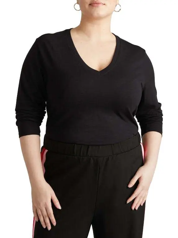 Universal Standard Long-sleeve V-neck Top - Black