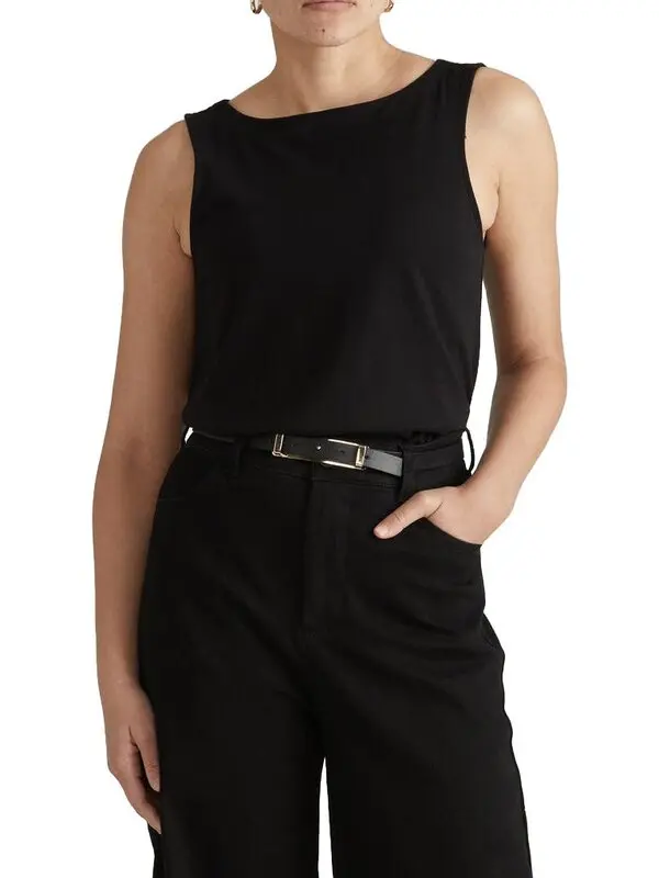 Universal Standard Noyack Breton Stripe Tank - Solid Black