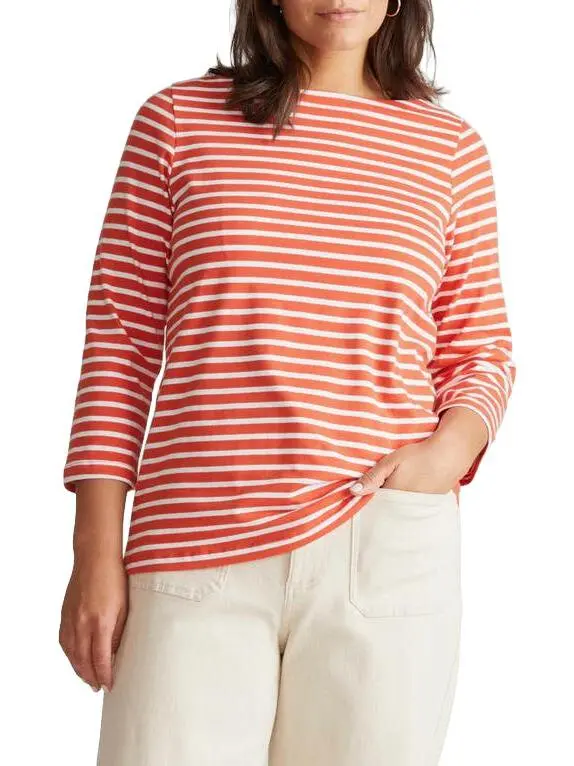 Universal Standard Belle Breton Stripe Top - Vermilion Red/white Stripe