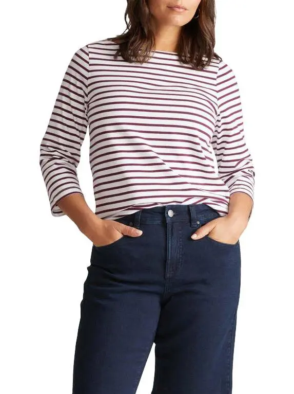 Universal Standard Belle Breton Stripe Top - White/gamay
