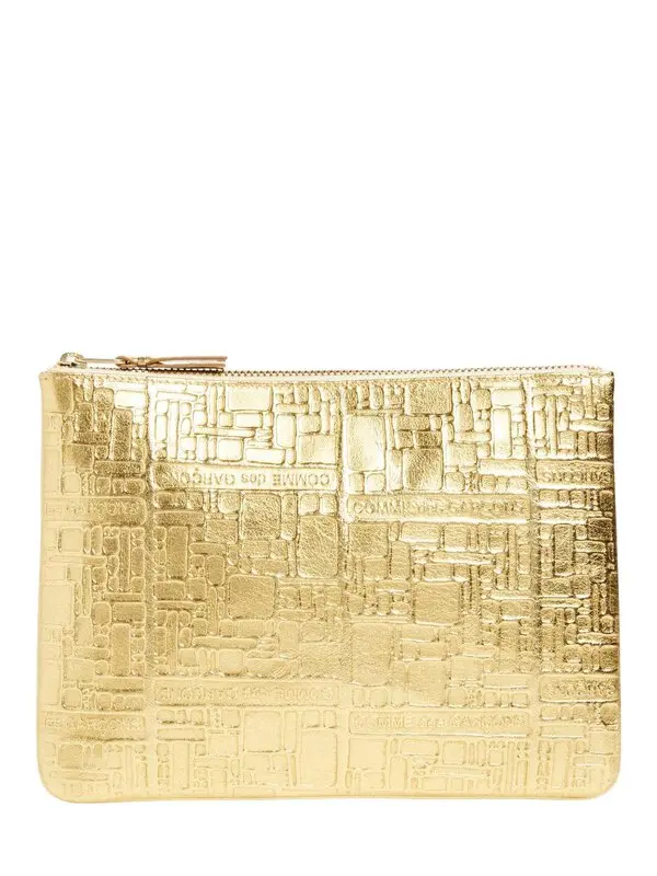 Comme Des Garçons Embossed Logo Leather Pouch - Gold