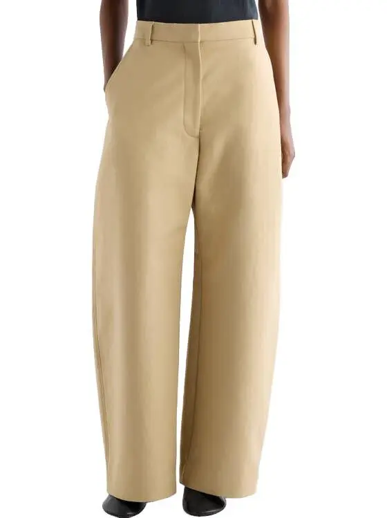 Acne Studios Tailored Wide-leg Organic Cotton Trousers - Beige