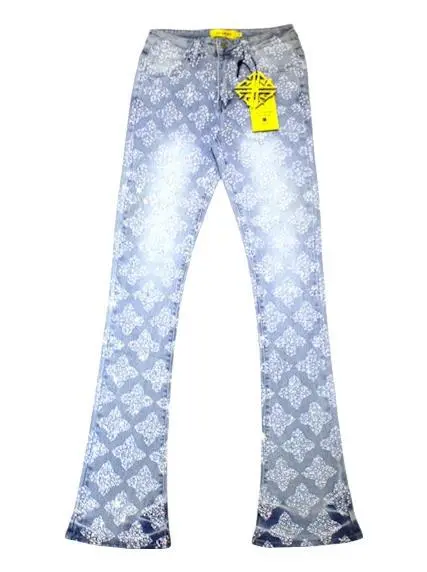 GUAPI Embellished Denim V4 Jeans - Aqua Blue