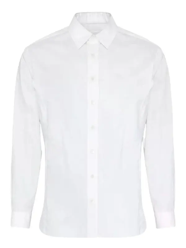 MAISON MARGIELA Long-sleeved Frayed-hem Shirt - White
