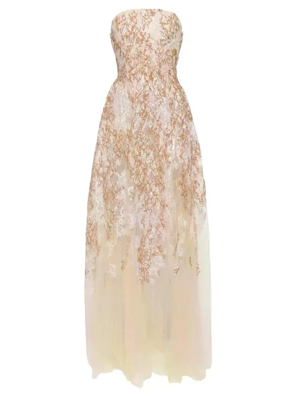 SAIID KOBEISY Embroidered Maxi Dress - Gold