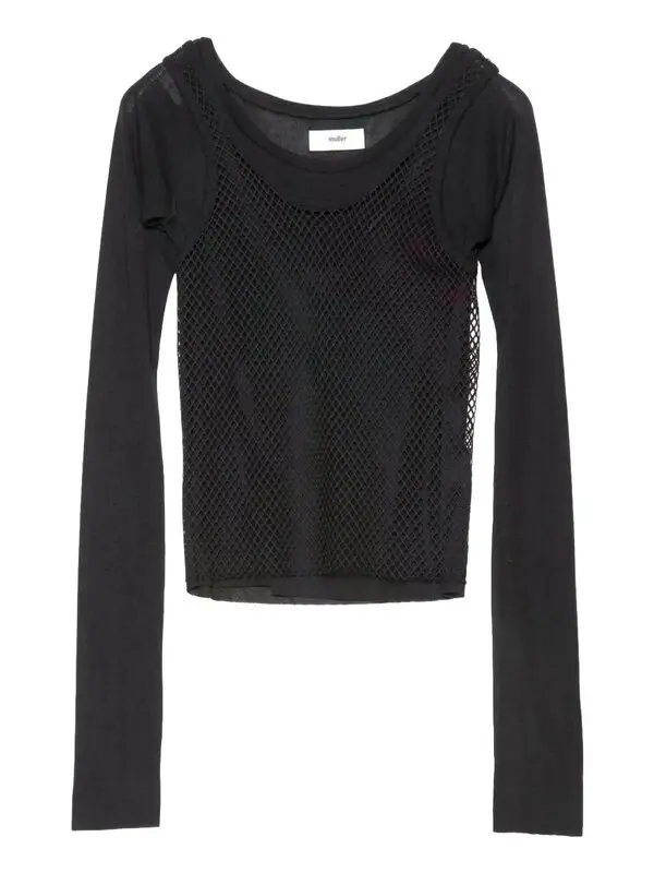 MULLER OF YOSHIOKUBO Mesh-layer Long-sleeve Top - Black