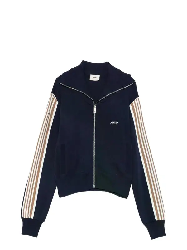 AUTRY Stripe-detail Zip-up Sweatshirt - Blue