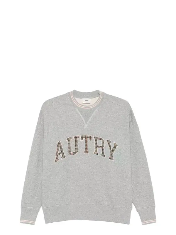 AUTRY Check-pattern Embroidered Sweatshirt - Grey
