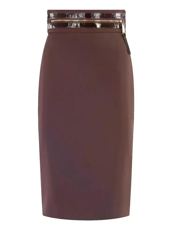 Elisabetta Franchi Zip-trimmed Pencil Skirt - Brown