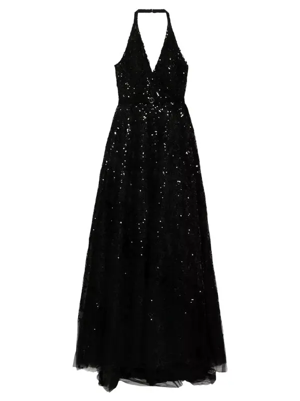 SAIID KOBEISY Embroidered Long Dress - Black