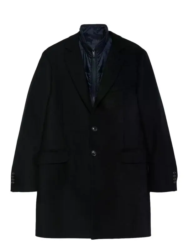 FAY Single-breasted Layered Coat - Blue