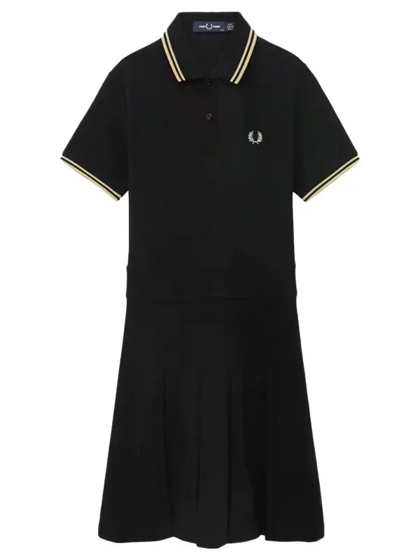 Fred Perry Pleated Polo Mini Dress - Black