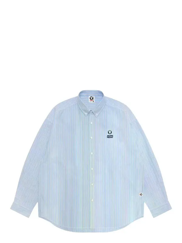 AAPE BY *A BATHING APE® Striped Logo-embroidered Shirt - Blue
