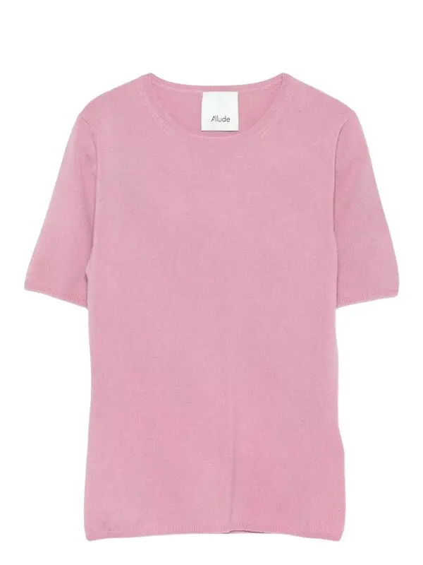 ALLUDE Crew-neck Cashmere T-shirt - Pink