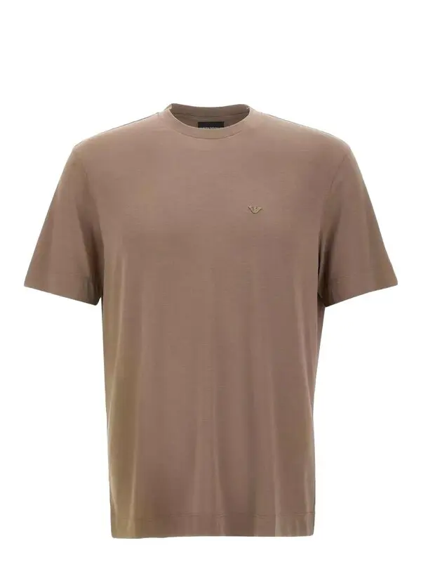 Emporio Armani Eagle-embroidered T-shirt - Brown
