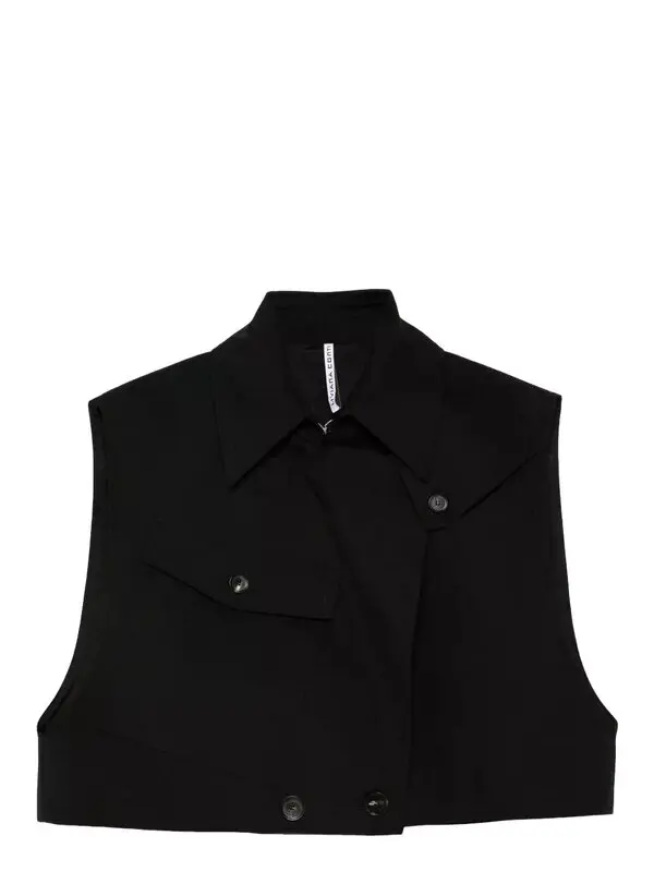 Liviana Conti Flap-pocket Collared Waistcoat - Black
