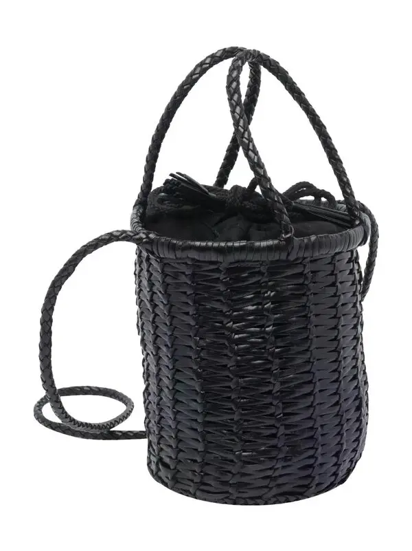Dragon Diffusion Braided Leather Bucket Bag - Black