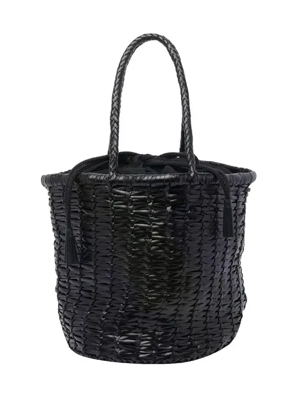 Dragon Diffusion Braided-leather Bucket Bag - Black